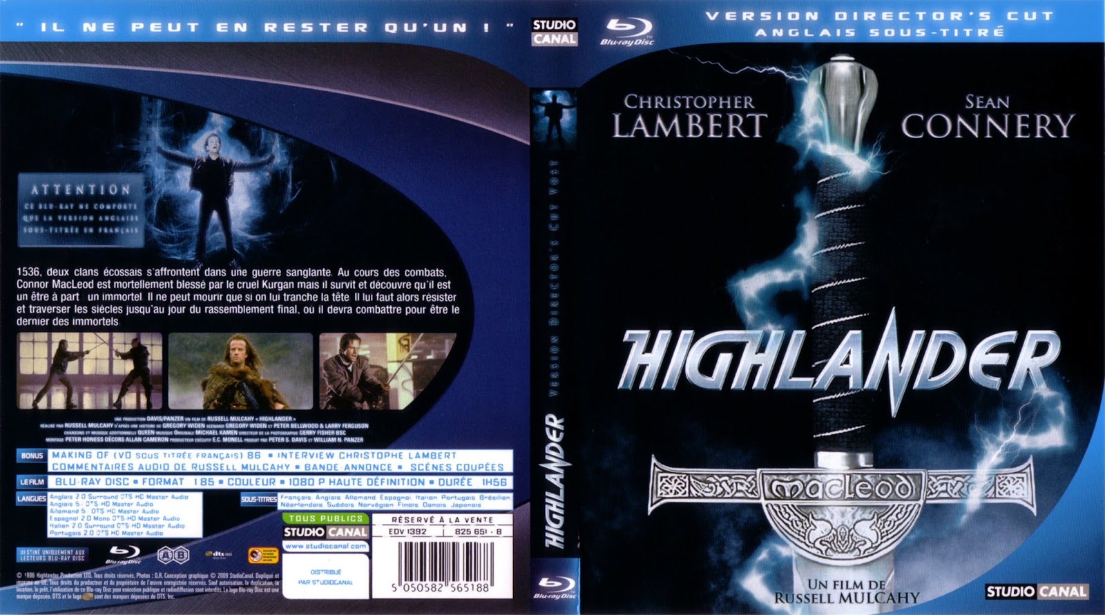 BLU-RAY JAQUETTES BLU-RAY: Highlander