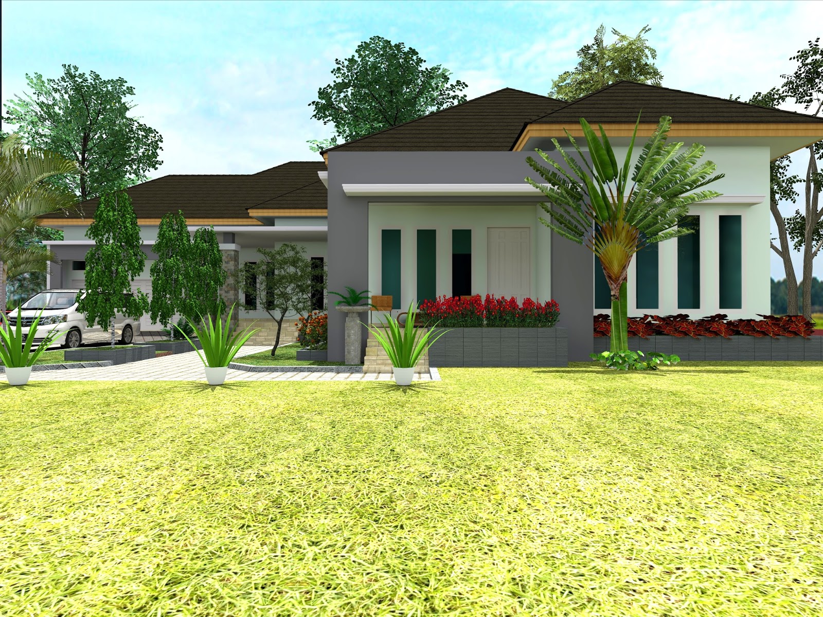 Desain Rumah Hunian Type 625 Konsep Perdesaan - 2mdesain