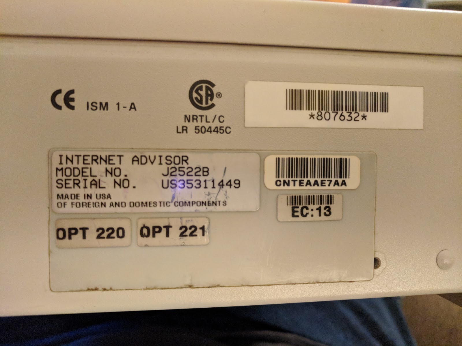 Tinkering and Fiddling: HP Internet Advisor (J2522B)