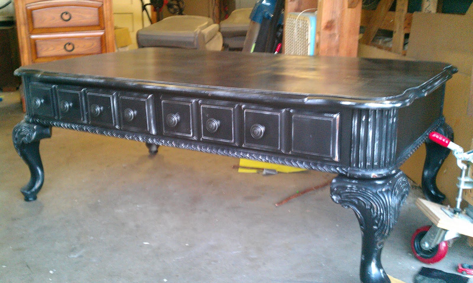 Le Bel Tresor: Distressed Black Coffee Table and End Tables