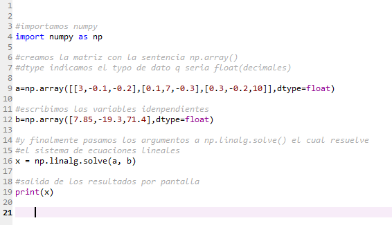 iccuy: resolver sistemas de ecuaciones lineales con python