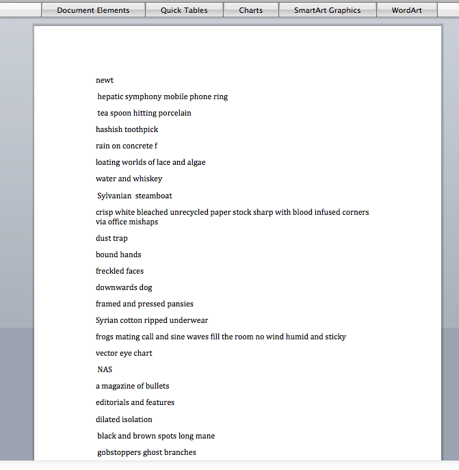 as well as untitled: text from 'of sunset'