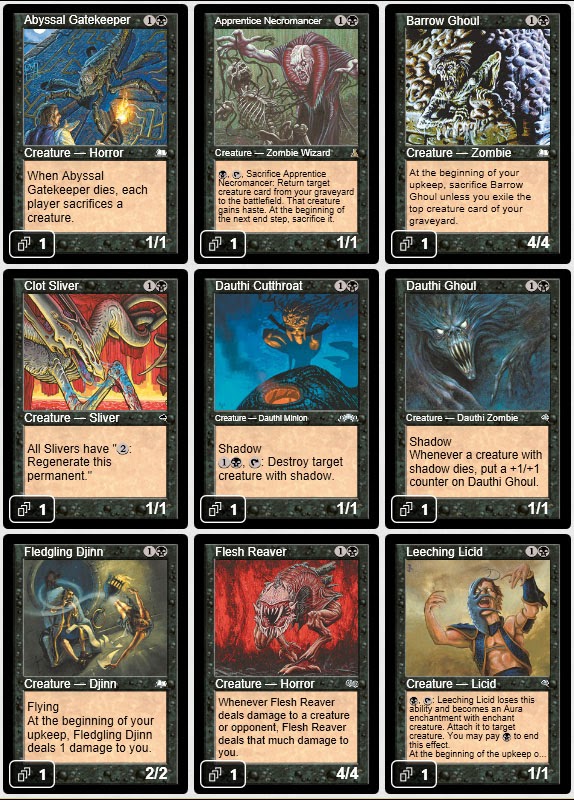 Magic the Gathering Adventures: [Legacy] One and Two-drop Black Creatures