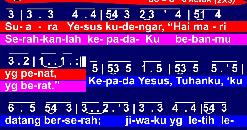 Lirik dan Not Kidung Jemaat 144b Suara Yesus kudengar