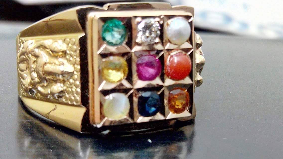 Gold Real Navaratna Stone Rings | 916 jewellery - Indian GOLD jewellery ...
