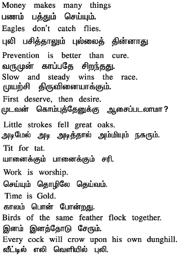 Tnpsc Tamil Notes: இணையான தமிழ் பழமொழி - II