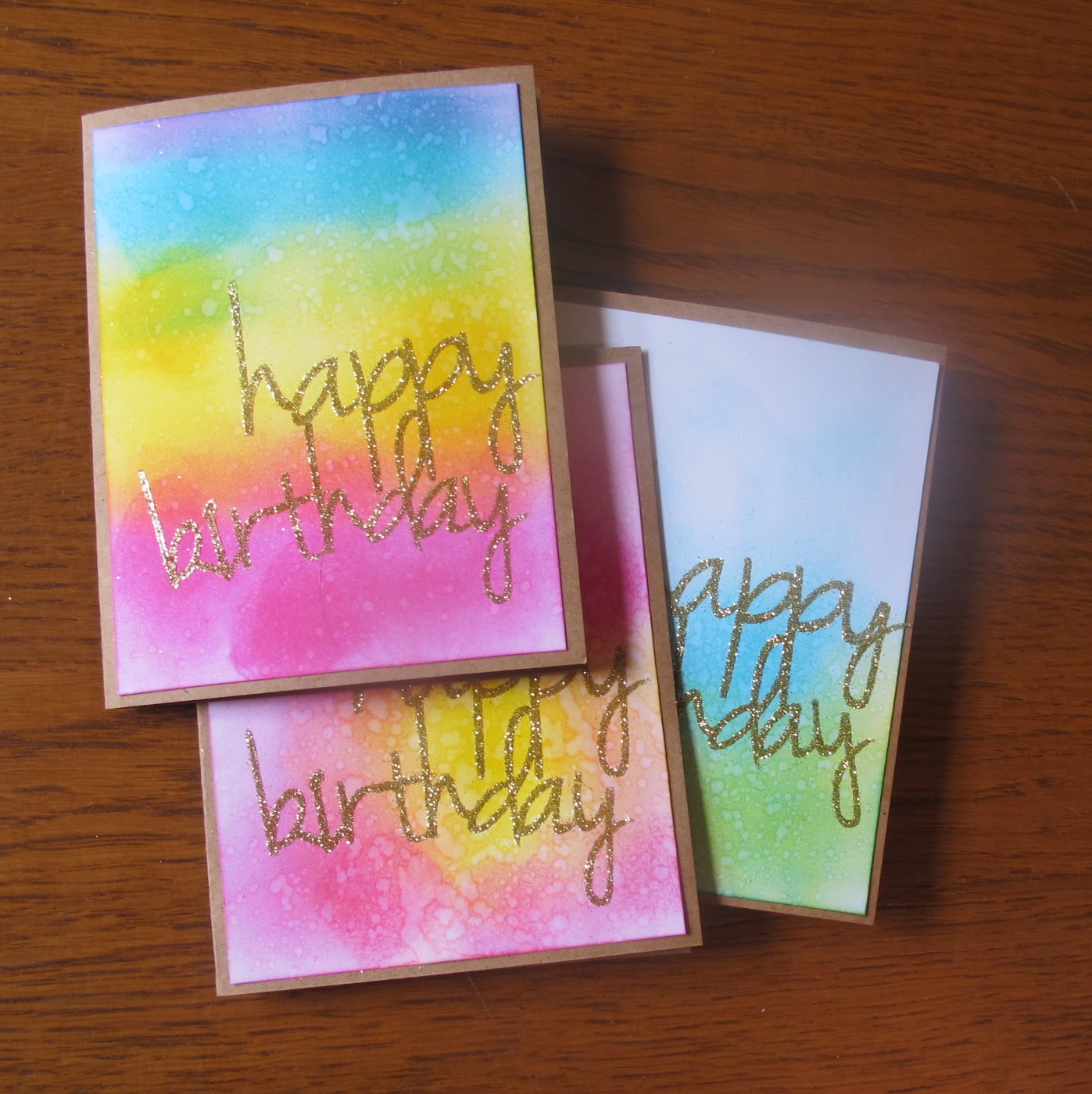 Watercolor and Glitter Birthday Cards