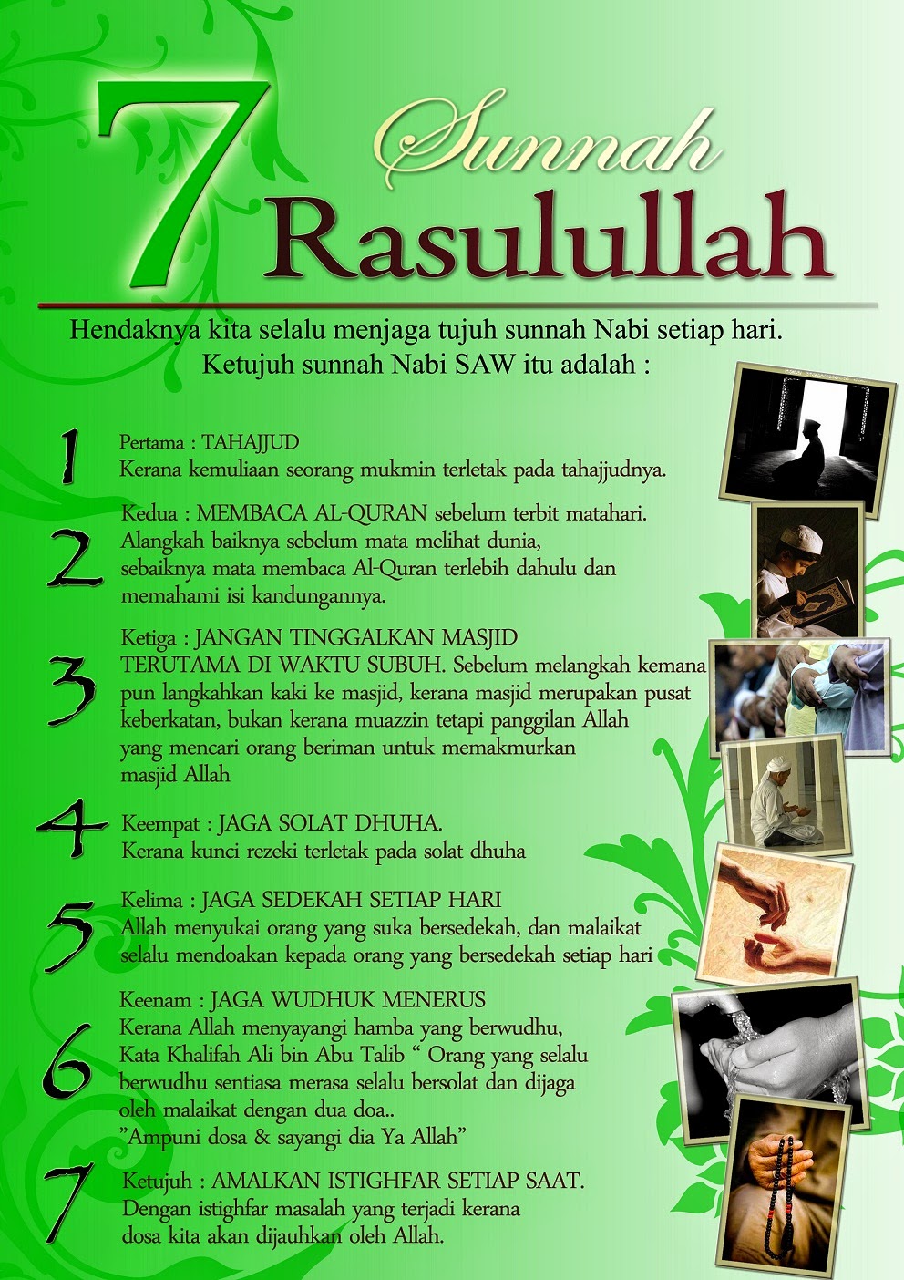 BACA DAN AMALKAN TUJUH SUNNAH RASULULLAH