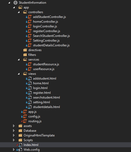 Student Information System - AngularJS , ASP.NET API, C#