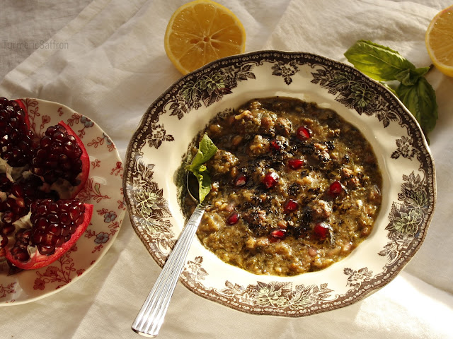 Turmeric & Saffron: Ash-e Anar - Persian Pomegranate Soup with Fresh ...