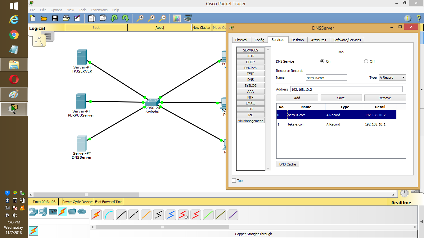 Http dan DNS Server pada Cisco Packet Tracer