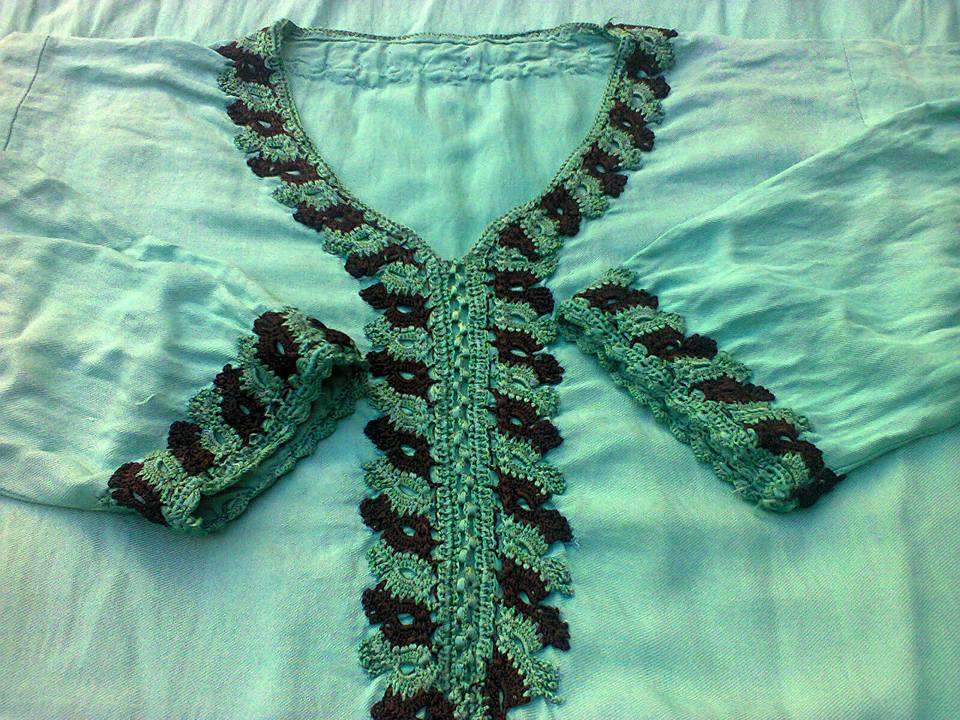 مجموعة من موديلات الكروشي للجلابة والقميص krouchi