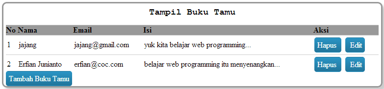 Membuat buku tamu sederhana dengan HTML, PHP, CSS, dan JavaScript | Zona Belajar