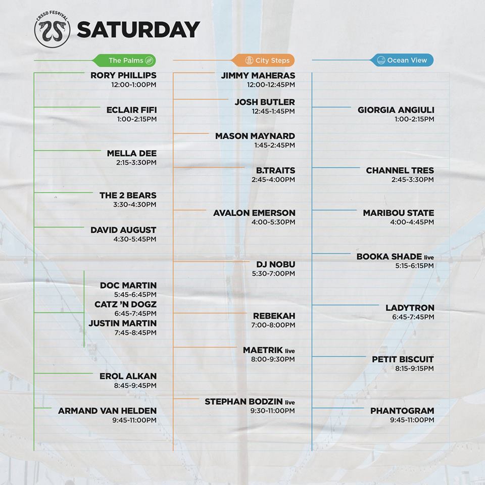 san diego: dialed in: Spring 2019 CRSSD Fest Schedule