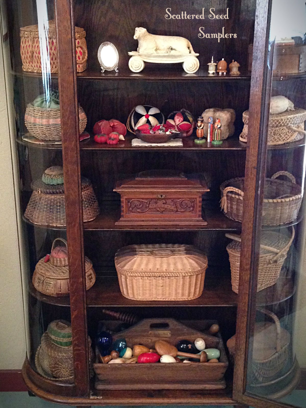 Scattered Seed Samplers: The Early Workbasket ~ Sewing Baskets