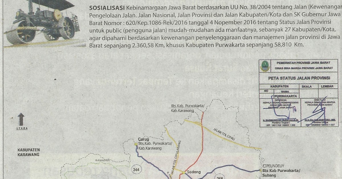 Peta Status Jalan Provinsi di Kabupaten Purwakarta