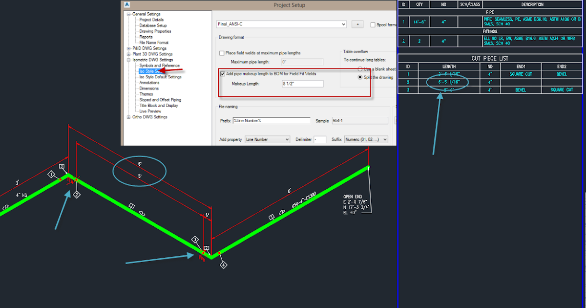 My Plant3D & Inventor Notes: Add Pipe Makeup Length to BOM on FFW ...