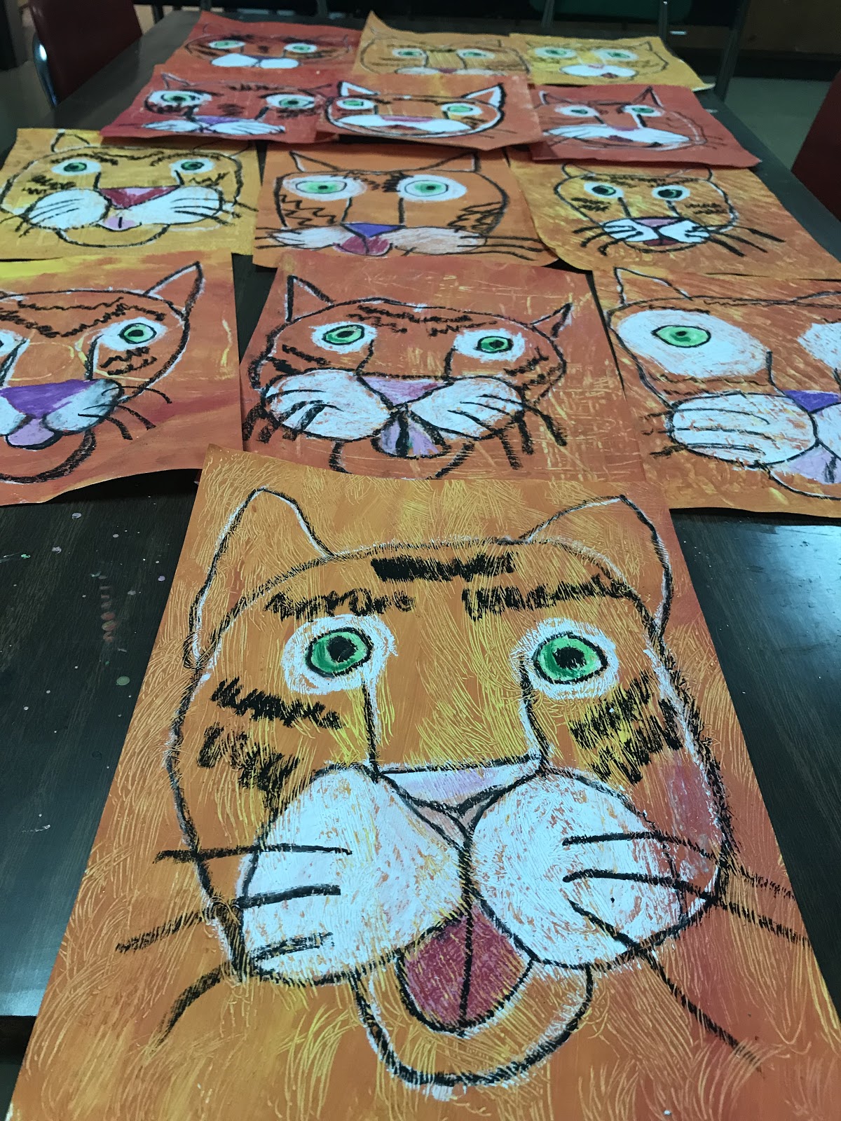 Elements of the Art Room: 3rd Grade Painted Paper Tiger Collage