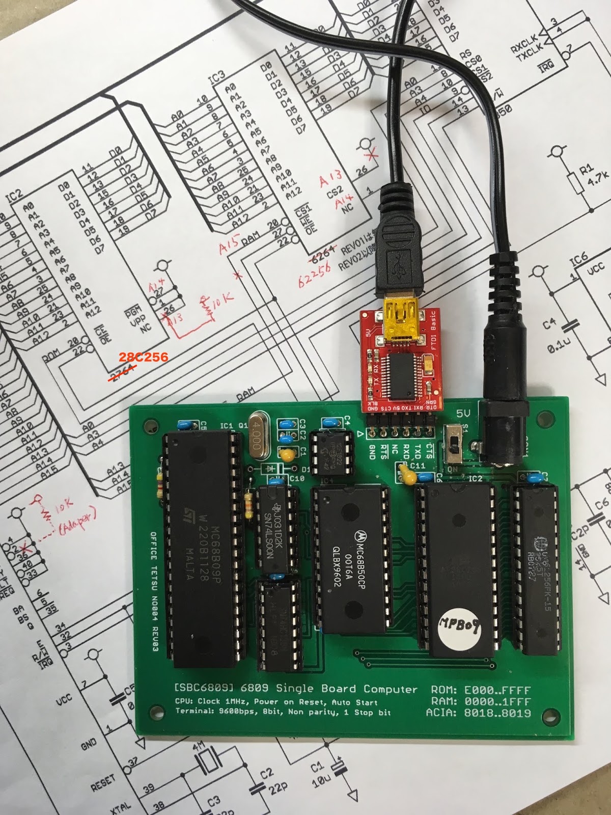 SBC6809をつくる: SBC6809+Adapterをつくる