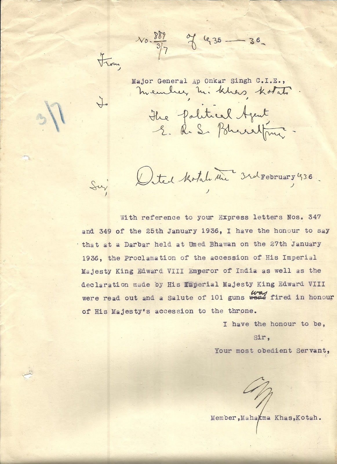 Collections of Dokka Srinivasu: Kotah State Invitation Letter On the ...