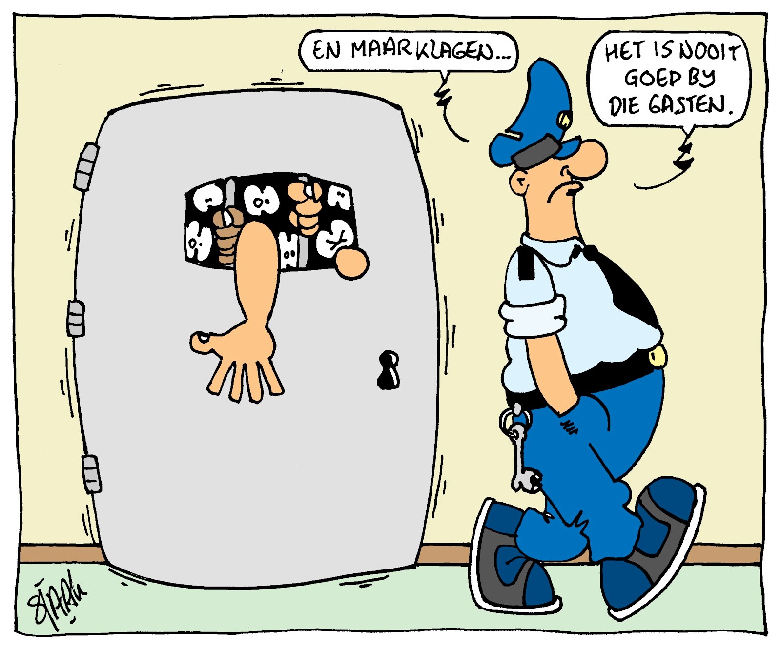 Cartoon van de Dag: Meerdere gevangenen per cel wordt de standaard.