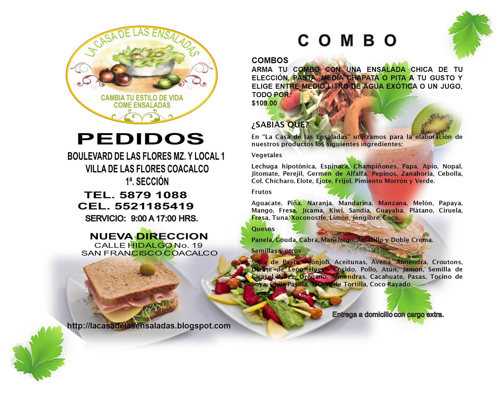"LA CASA DE LAS ENSALADAS": MENU