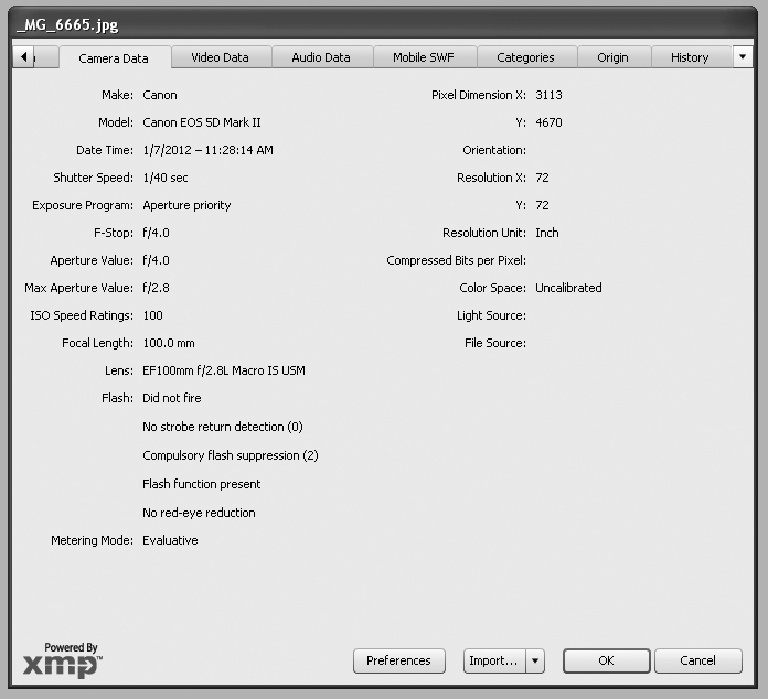School Of Digital Photography Exif Data