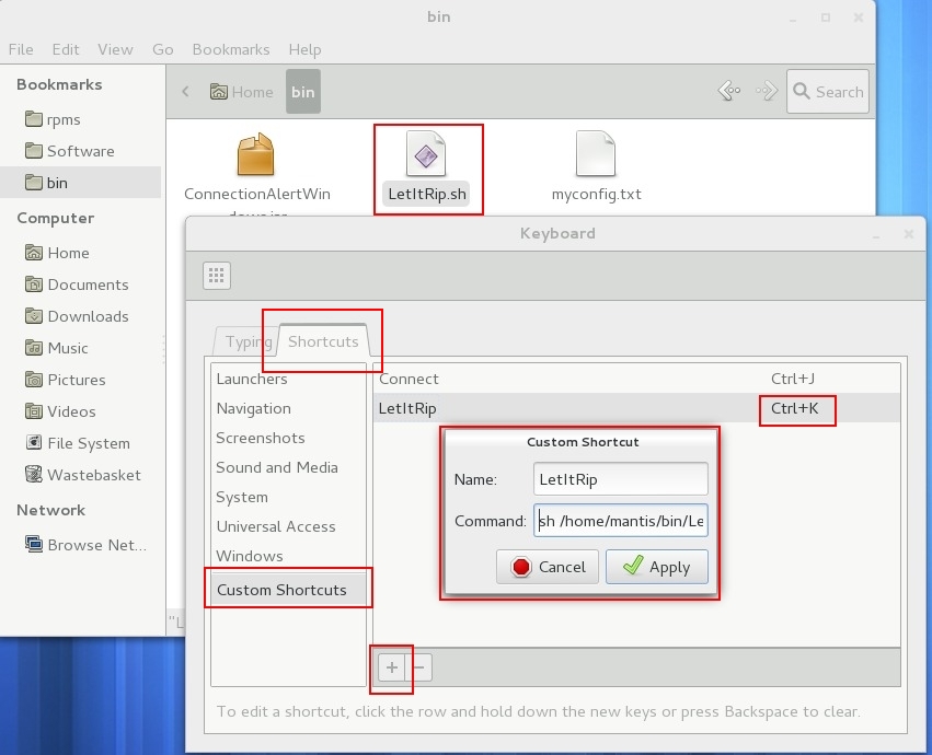 Ultra Random Thoughts Custom Keyboard Shortcuts On Gnome 3 4 2 Opensuse 12 2