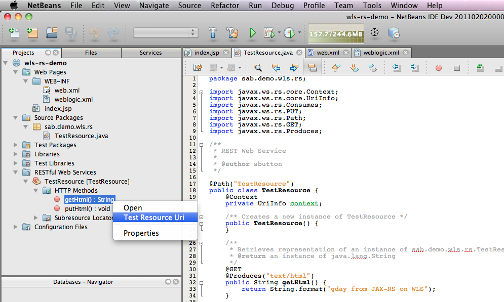 The Buttso Blathers: Using JAX-RS with WebLogic Server 10.3.4