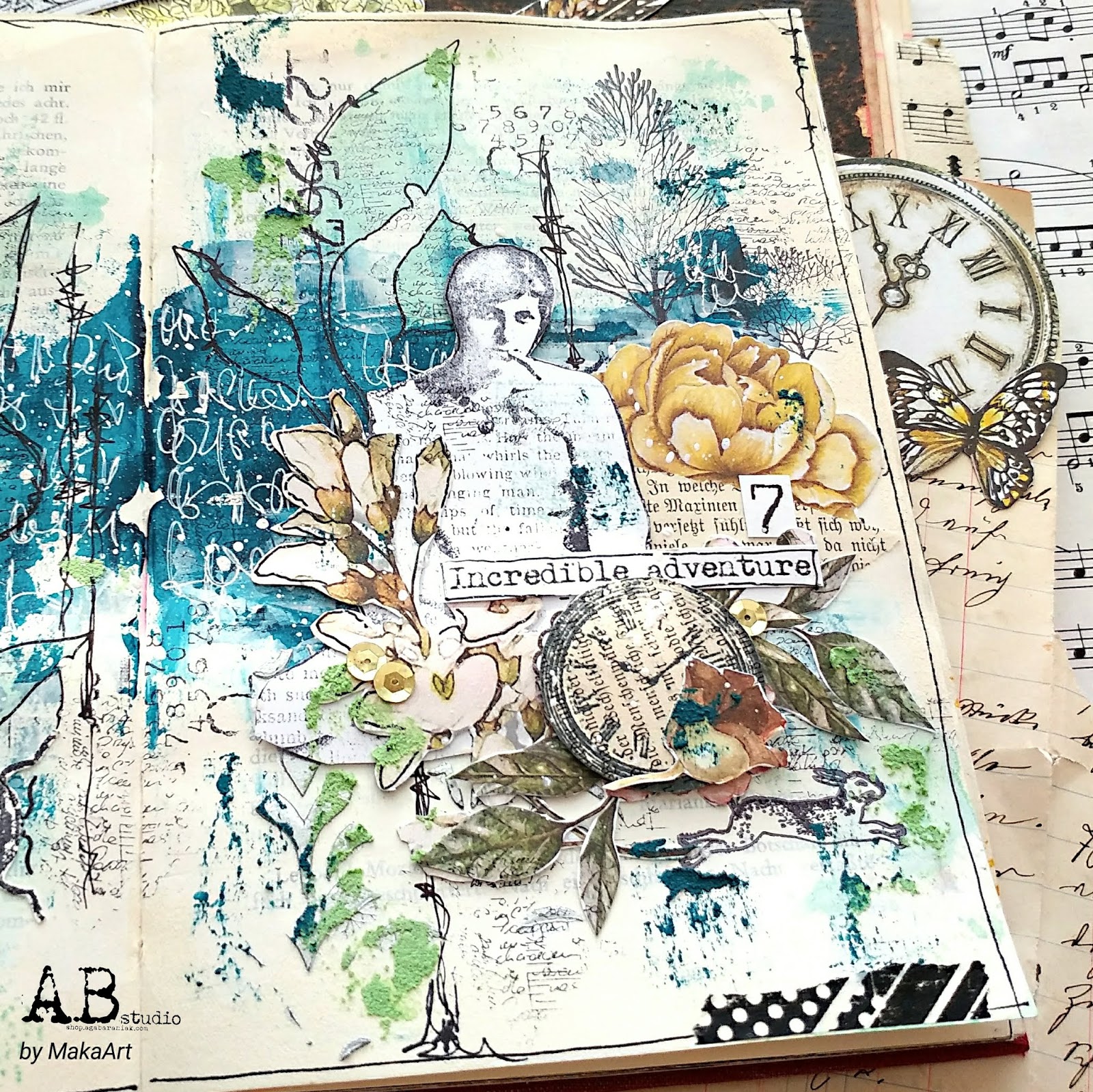 My journey through the mixed media world...: AJ page "Incredible Adventure"