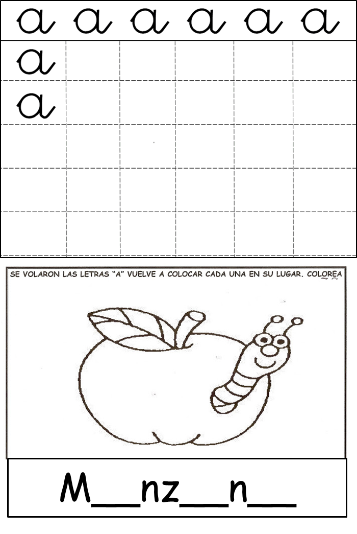 Material educativo para maestros: Actividades de apresto con la letra "A"