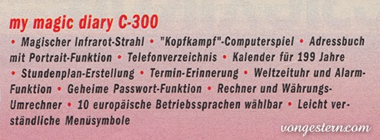 vongestern Blog: Casio: My Magic Diary C-300 (1995)