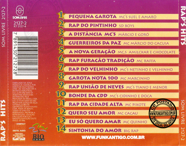 CD RAP´S HITS - SOM LIVRE - (CD 2127-2)AFEGAN 1996 - Site Funk antigo