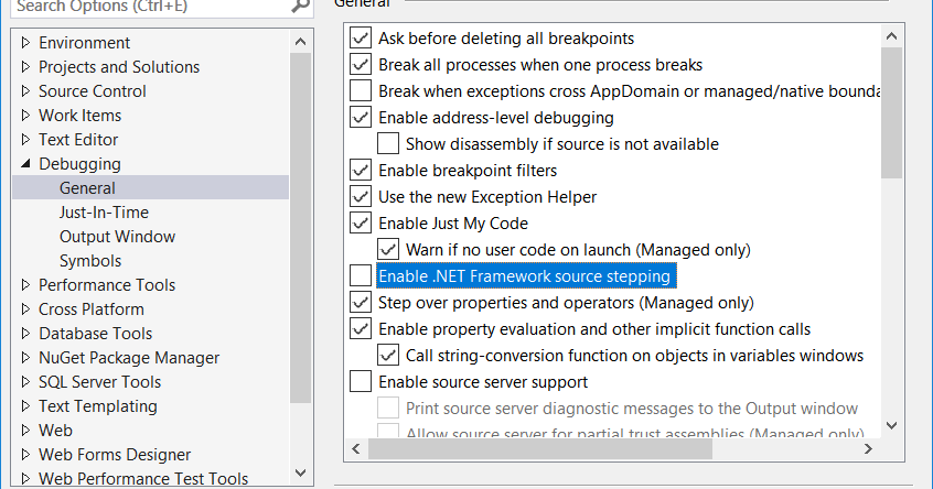 .NET Framework source code debugging