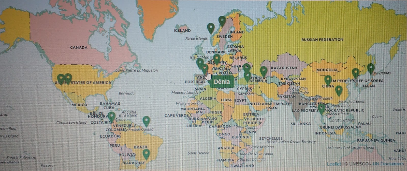 UNESCO.mapa de las ciudades creativas de la gastronomía de