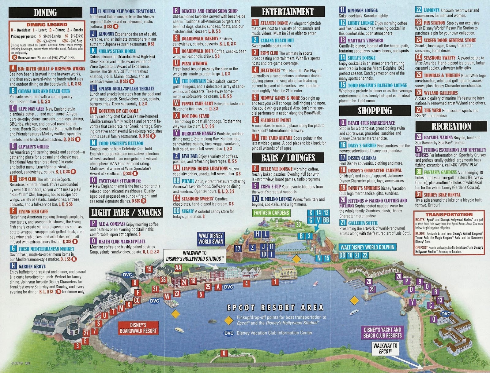 Disney Vacation Kingdom: EPCOT Resort Area Guidemap October 2009