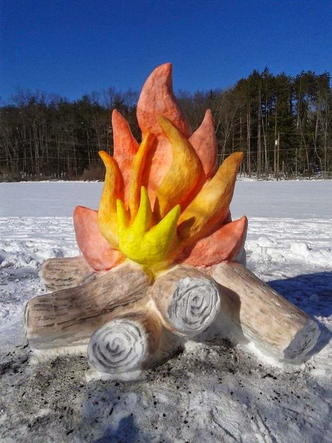 These Artists Made A Roaring Campfire Out Of Freshly Fallen Snow - Snow ...