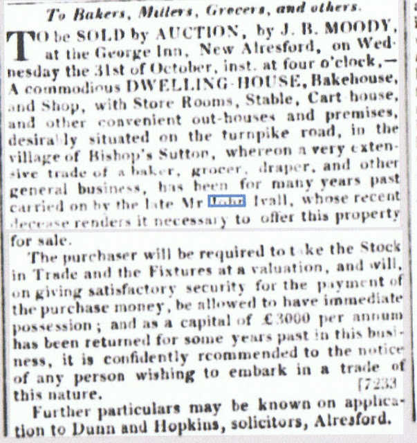 Ivall One-Name Study Blog: John Ivall (1777-1832) of Bishop's Sutton