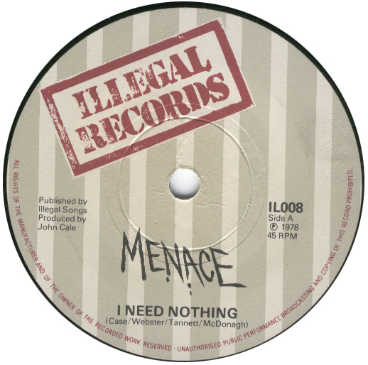 fuera en las calles: #111. menace. 1979.7''. I need nothing ...