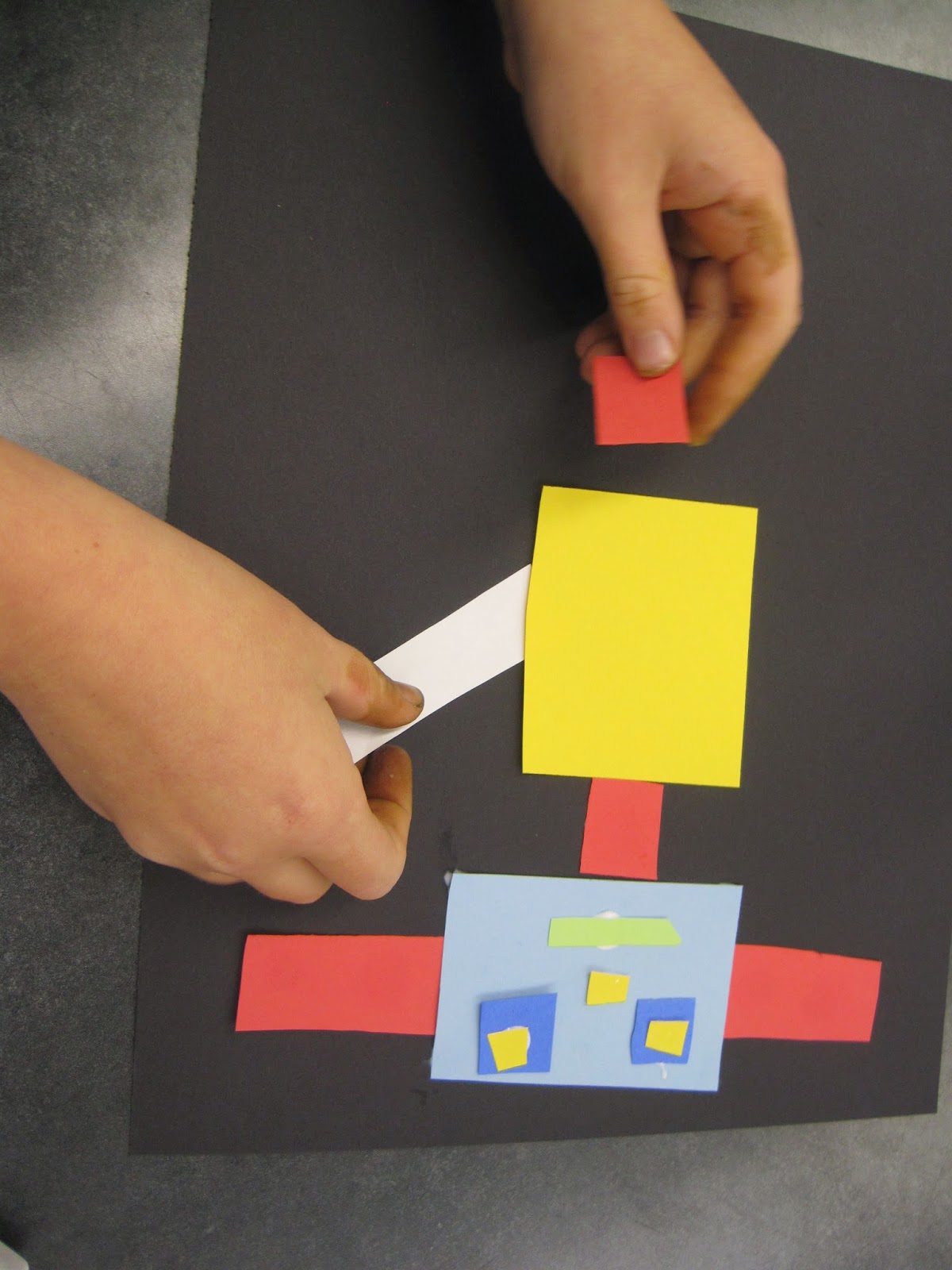 Zilker Elementary Art Class: 2nd Grade Geometric Shape Robot Collage