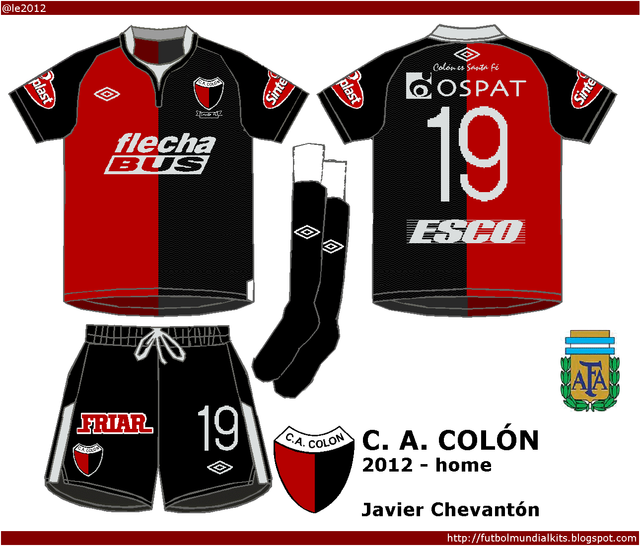 Fútbol Mundial Kits - Uruguay: C. A. Colón - 2012 (home, away y third)