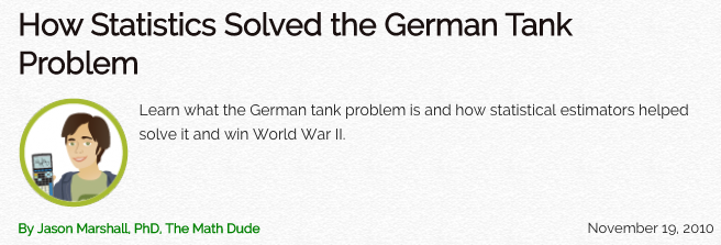 りんだろぐ rindalog: 最大値の推定：ドイツ戦車問題 German Tank Problem