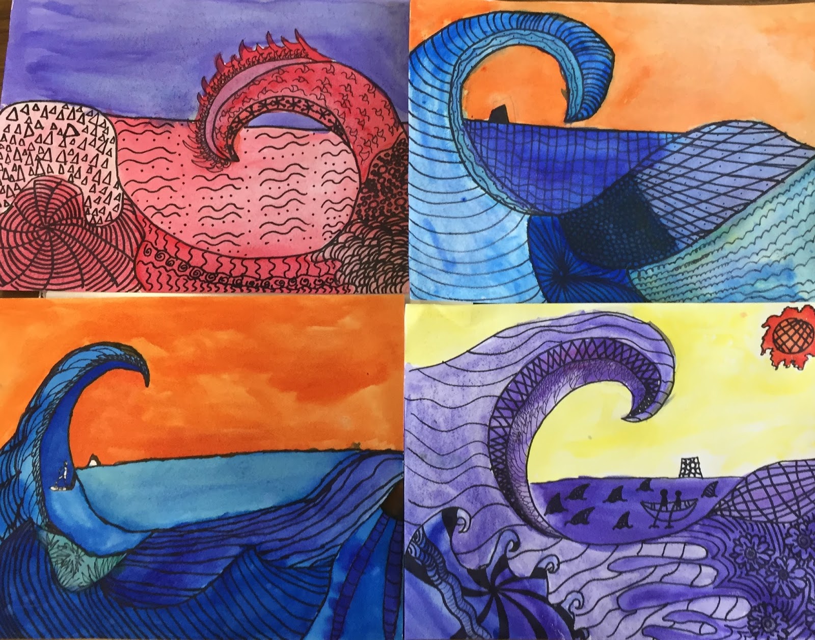 Mrs. Myers' Art Room: Great Wave Zentangle