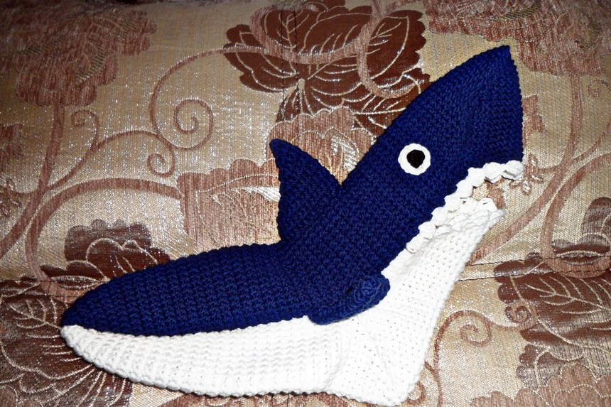 Free Crochet Shark Slippers Pattern