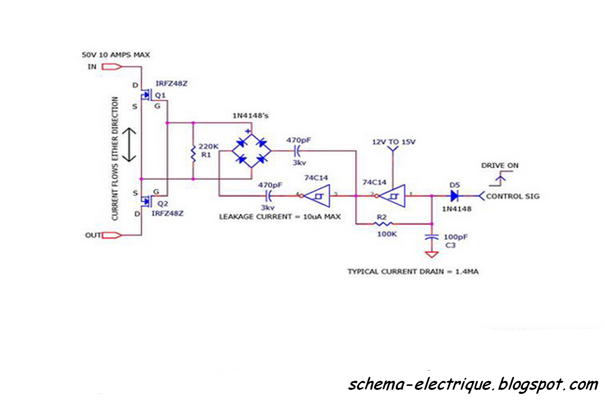 Charge Coupled relais MOSFET. ~ schema electrique