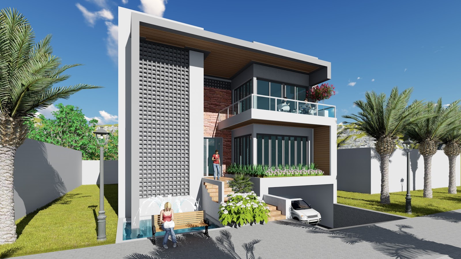 How to Draft Front Villa Design Using SketchUp and Lumion Render v25 ...