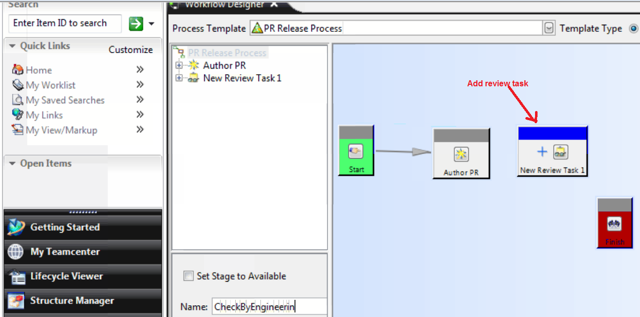 Teamcenter Open Gate: WorkFlow Designer : Create WorkFlow