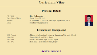 Membuat Curriculum Vitae dengan HTML | BLOG - Rico