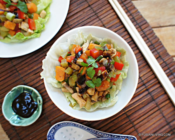 Chicken, Sweet Potato & Mixed Vegetable Lettuce wraps ("Sang Choy Bau ...