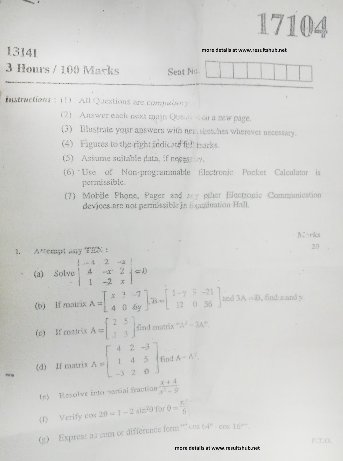 MSBTE Polytechnic Industrial Electronics(IE), Basic Maths Paper Leaked